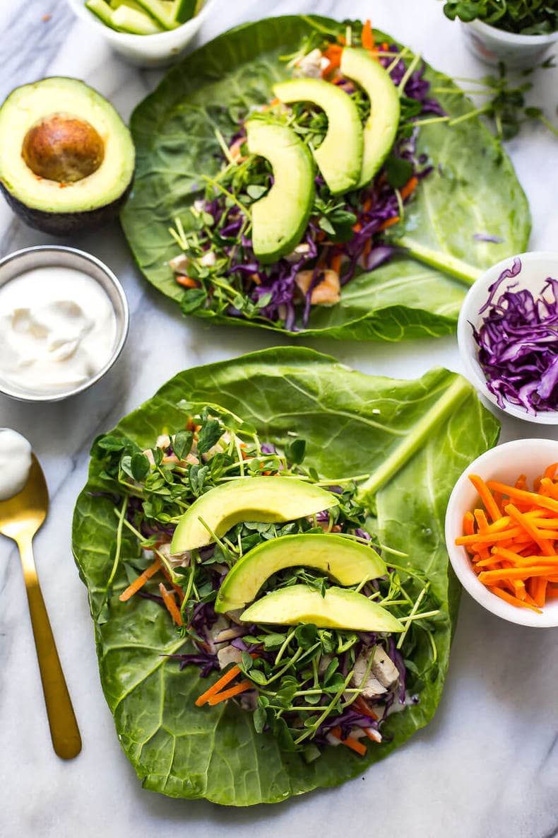 Low Carb Garlic Chicken Collard Wraps | The Girl on Bloor Low Carb Garlic Chicken Collard Wraps | The Girl on Bloor