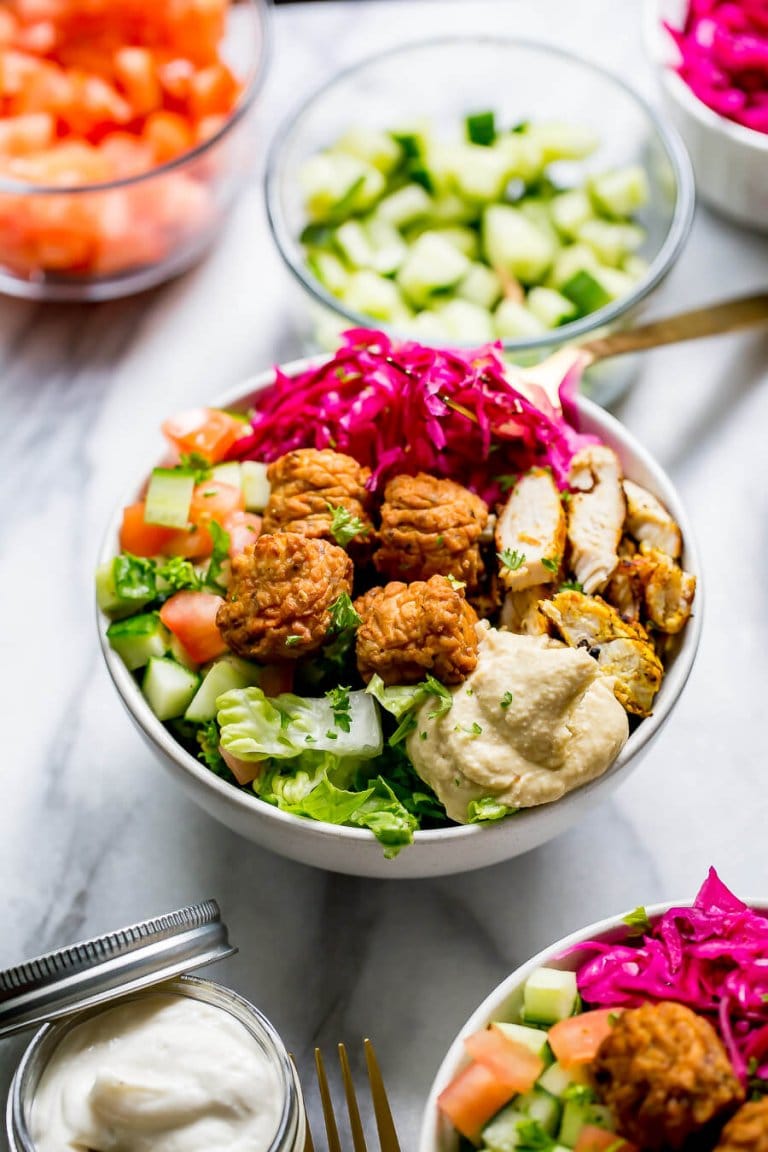 Easy Chicken Falafel Bowls {Perfect for Meal Prep!}
