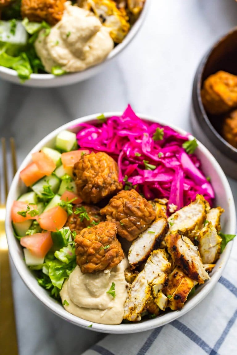 Easy Chicken Falafel Bowls {Perfect for Meal Prep!}