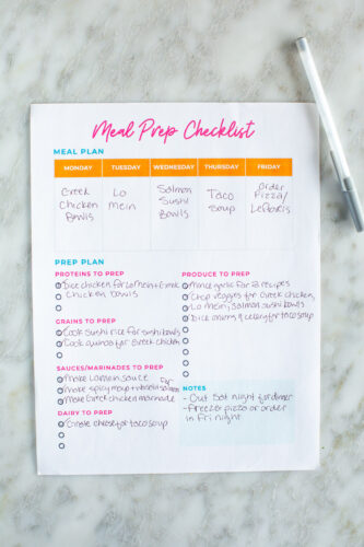 Free Meal Prep Checklist Template - The Girl on Bloor